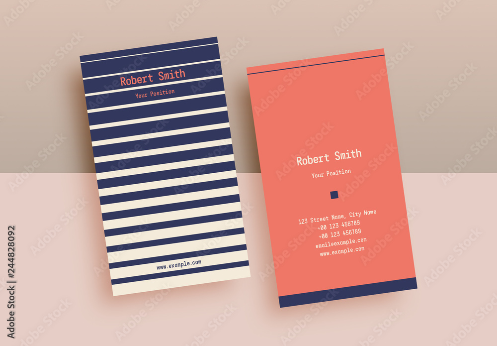 Striped Business Card Layout Stock Template | Adobe Stock