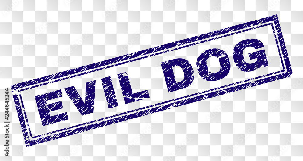 EVIL DOG stamp seal print with scratched style and double framed ...