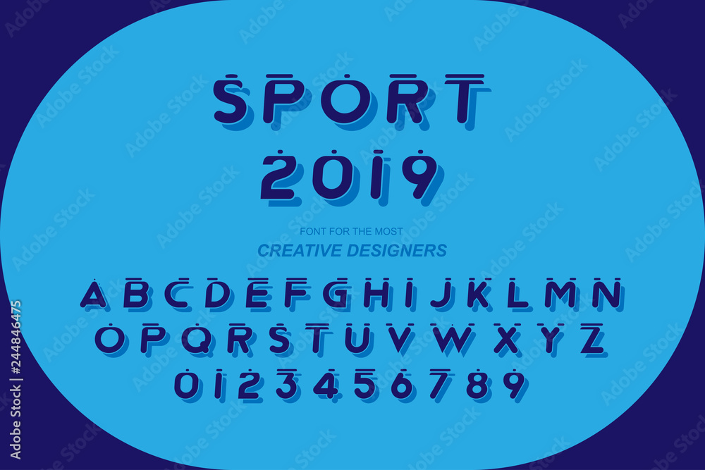 Sport original bold font alphabet letters and numbers for creative ...