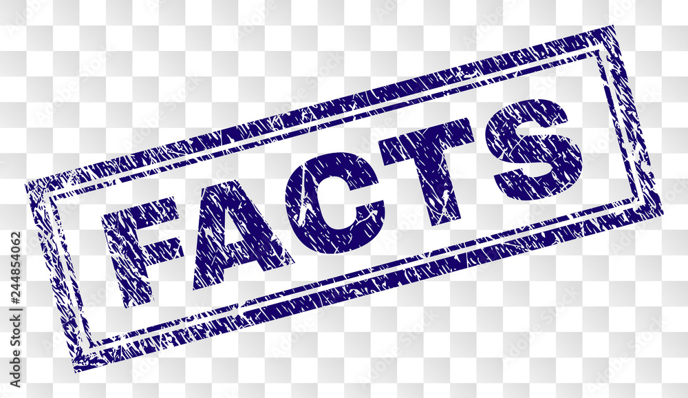 FACTS stamp seal print with scratched style and double framed rectangle ...