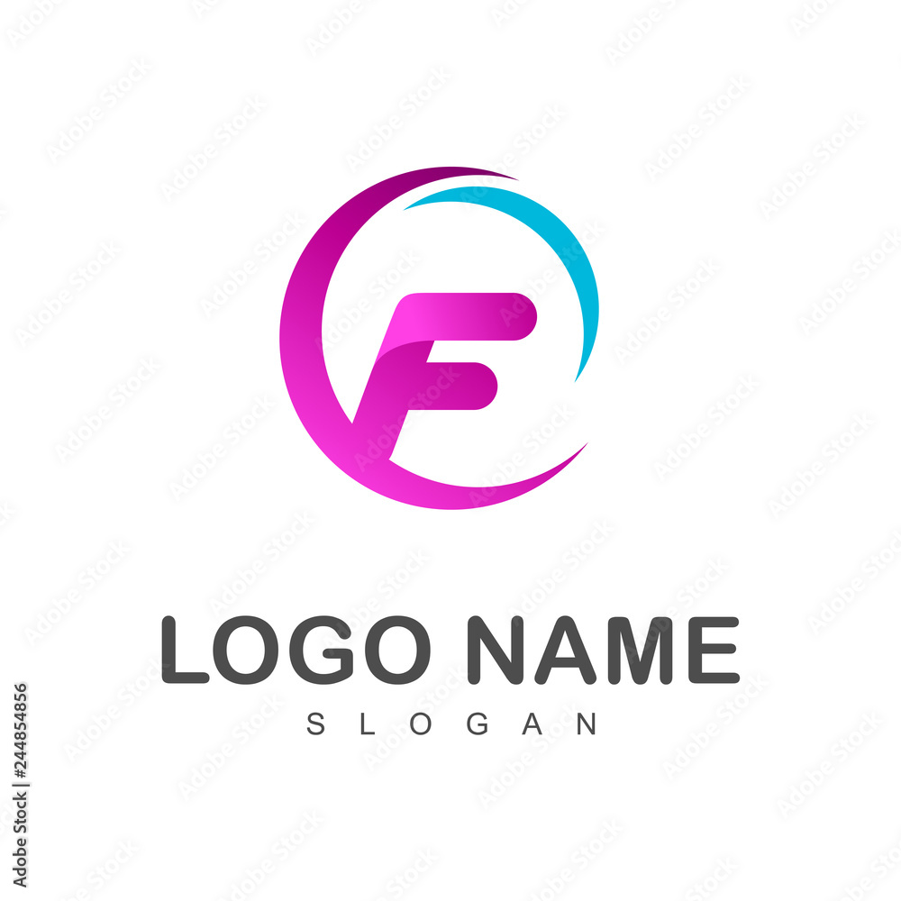 letter f in circle shape logo template Stock Vector | Adobe Stock