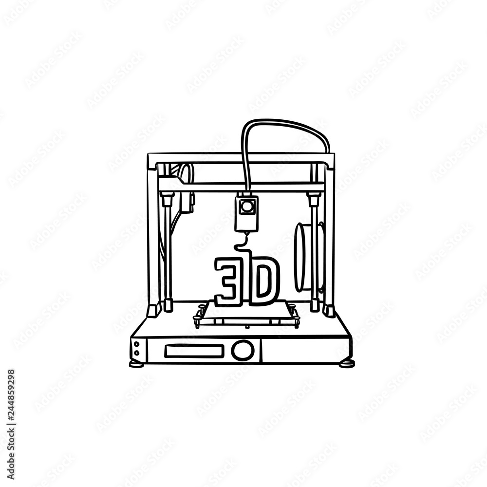 3d printer hand drawn outline doodle icon Stock Vector | Adobe Stock