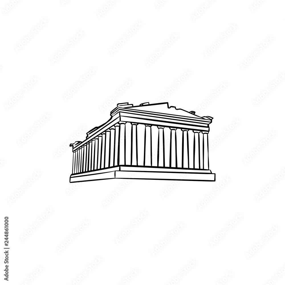 Acropolis in Athens hand drawn outline doodle icon. The Parthenon and ...