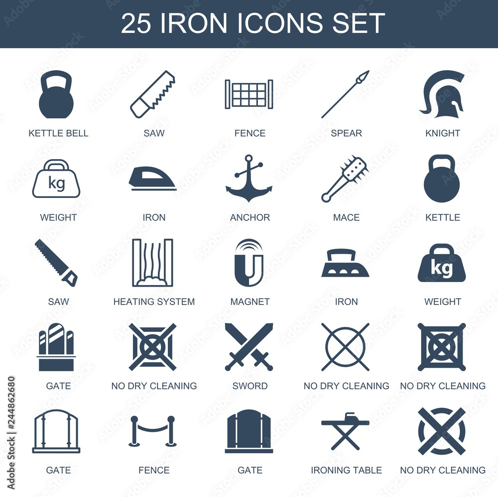 25 iron icons Stock Vector | Adobe Stock