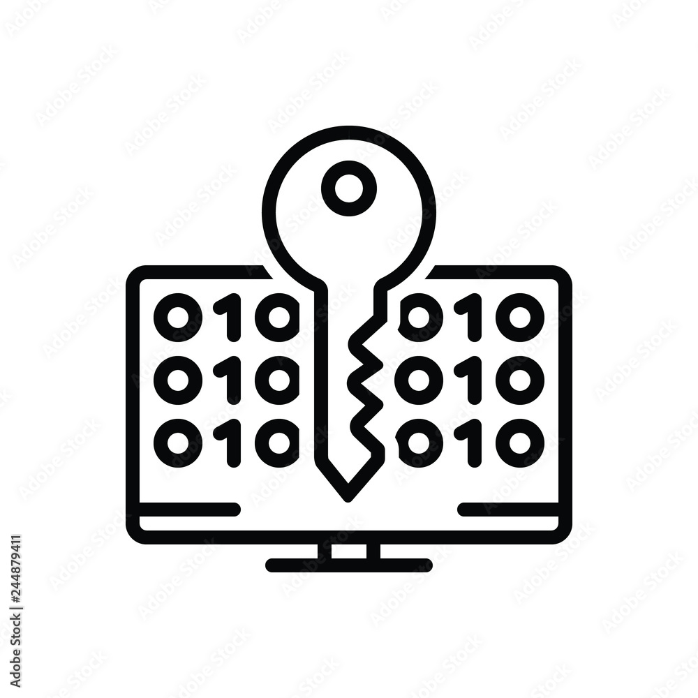 Black line icon for decrypting Stock Vector | Adobe Stock