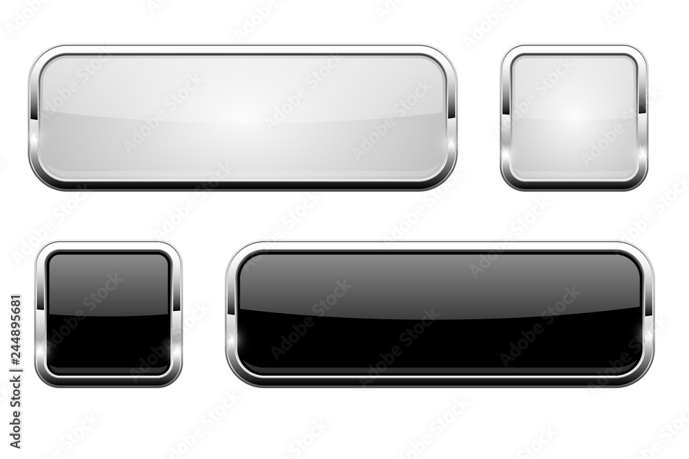 White Rectangle Button Icon