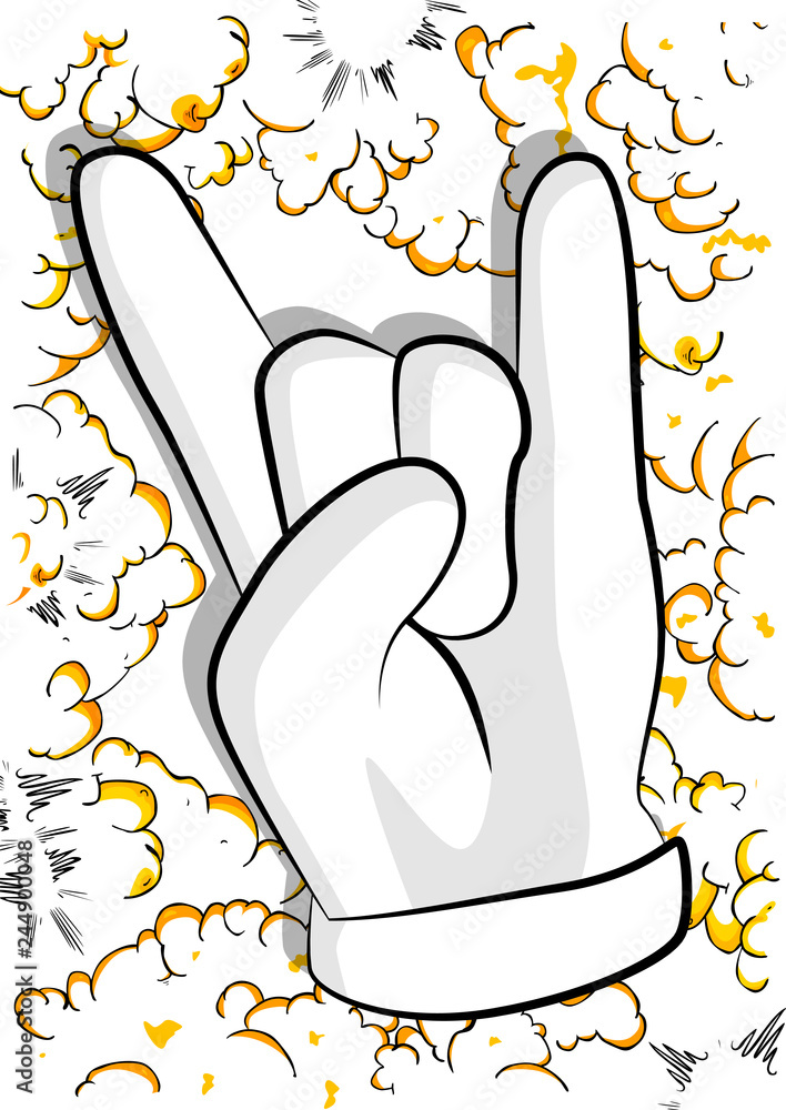 Vector cartoon hand in rocker pose. Illustrated hand expression ...