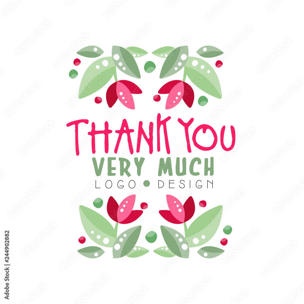 Thank You Very Much logo design, holiday card, banner, invitation with ...