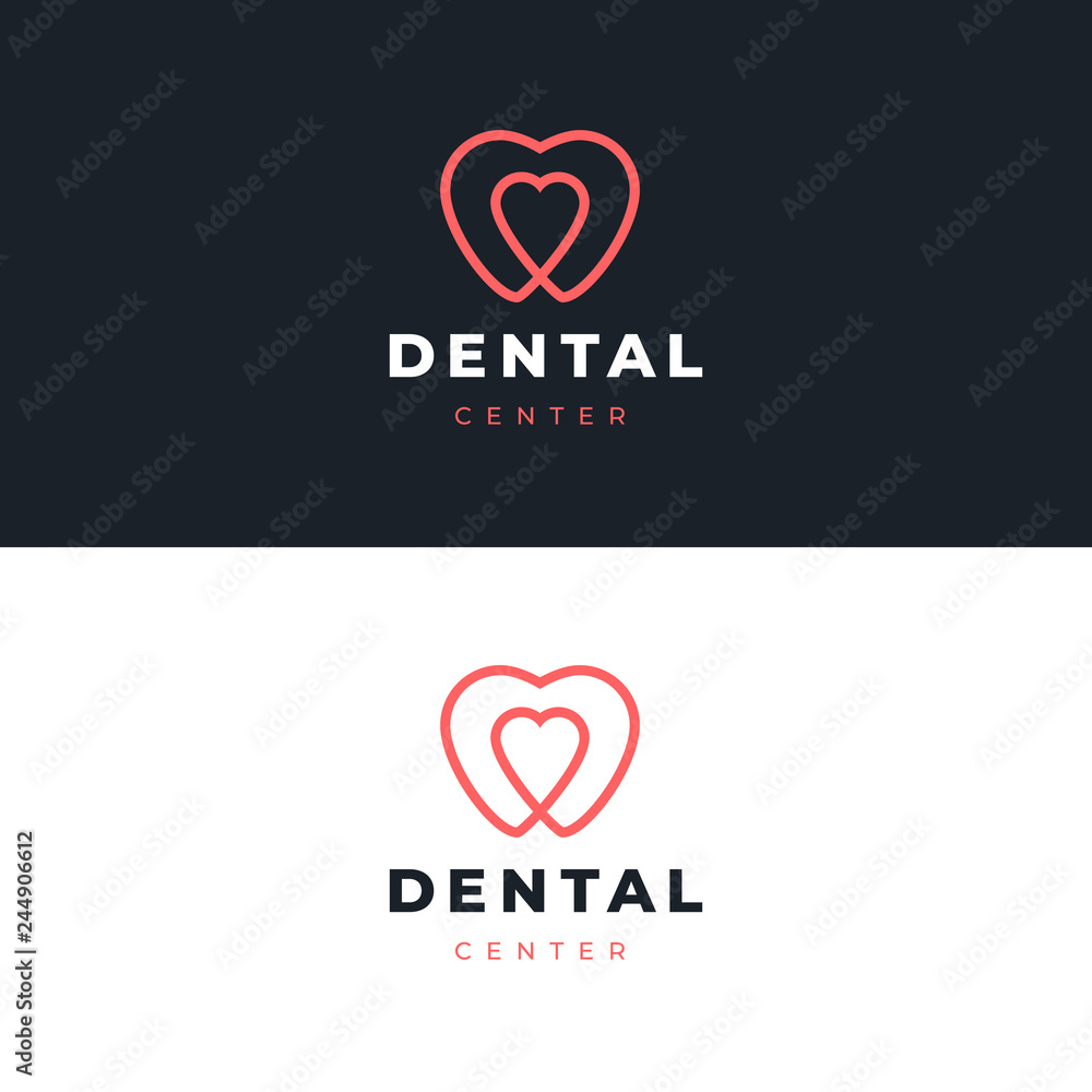 Dentist logo design template. Tooth with heart creative symbol. Dental ...