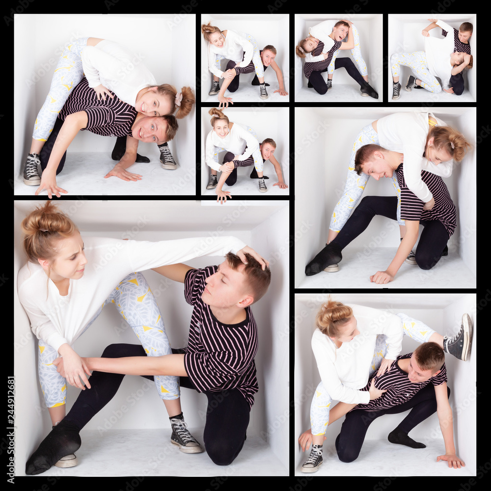 Fotografia do Stock: White box series: Teenage female and male ballet ...