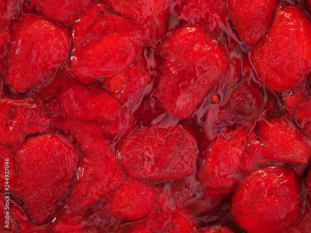 Red sweet strawberry jam background texture. Top view, surface Stock ...