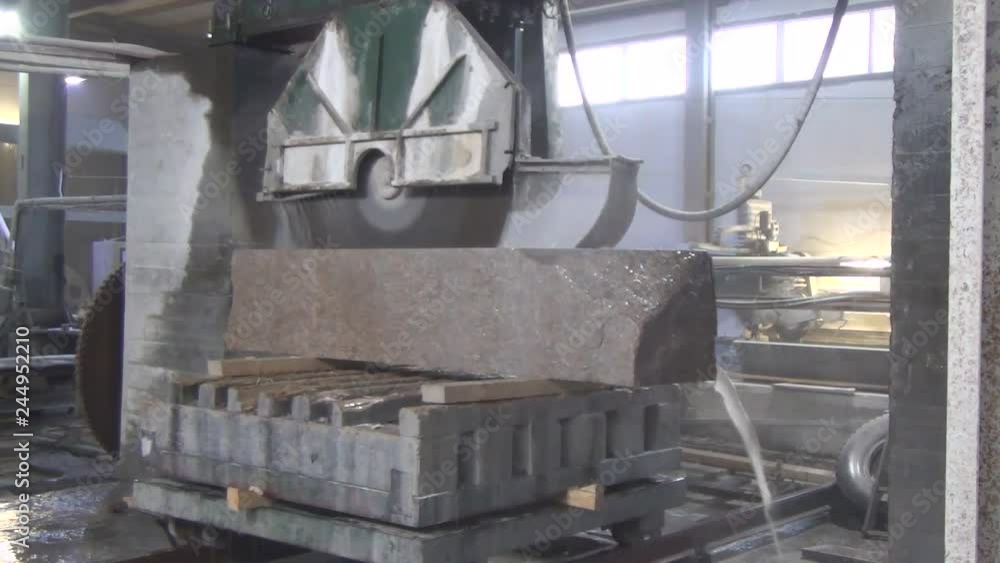 Vídeo do Stock: Granite processing in manufacturing. Cutting granite ...
