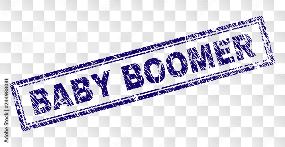 BABY BOOMER stamp seal print with rubber print style and double framed ...