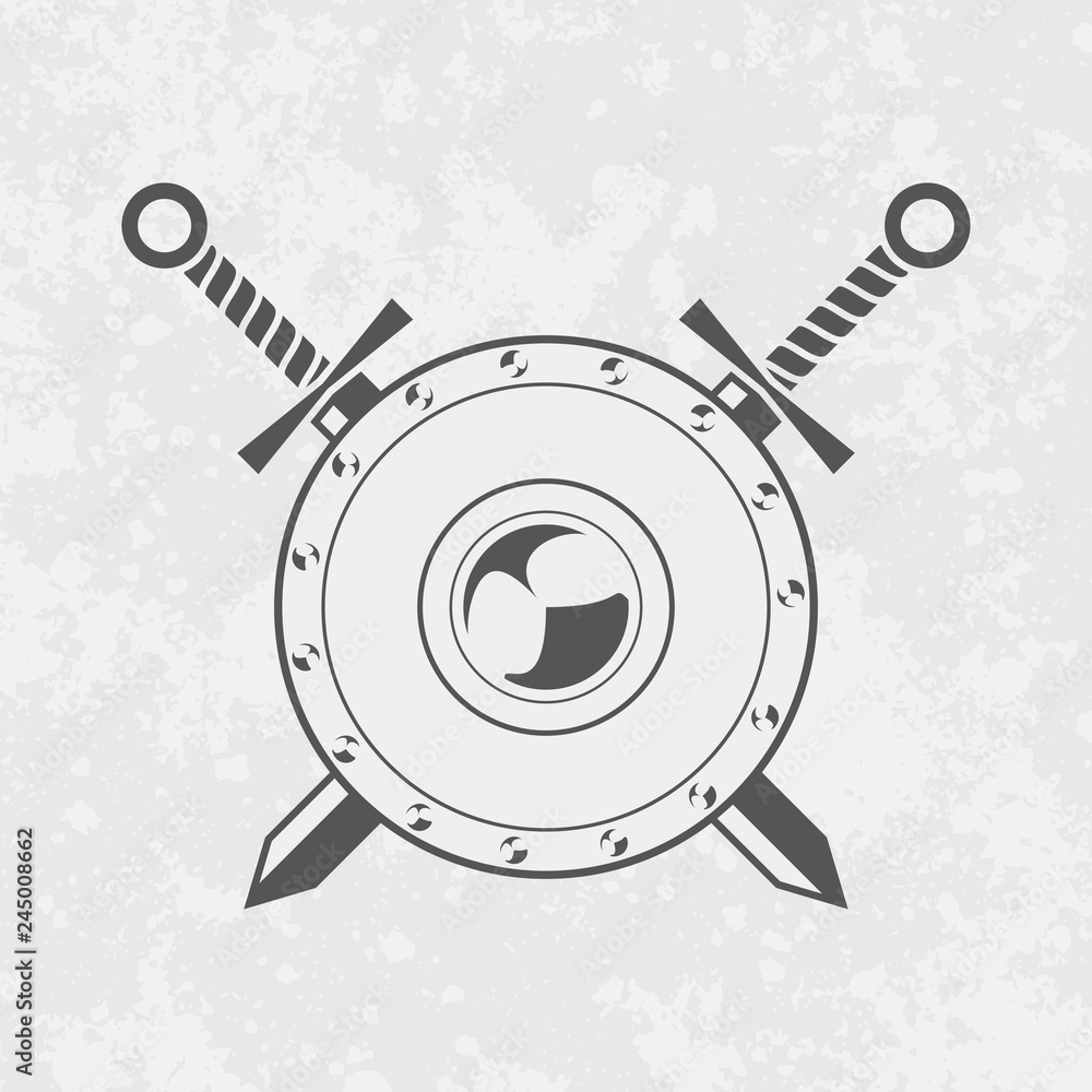 Sword And Round Shield Logo
