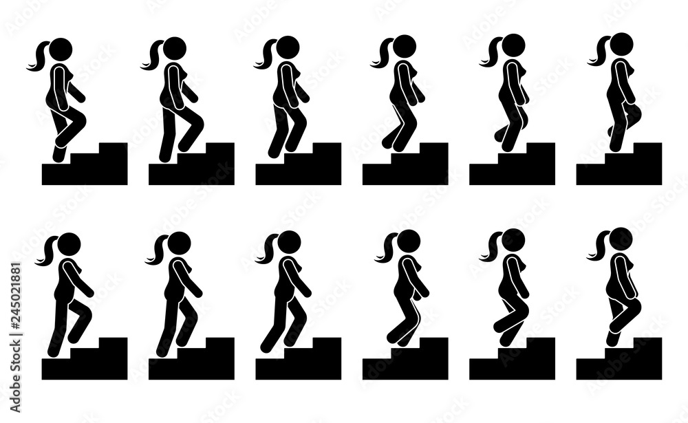 Women Climbing Stairs Graphic
