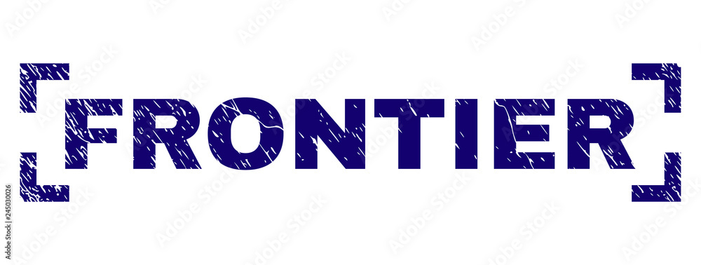 FRONTIER label seal print with distress texture. Text title is placed ...