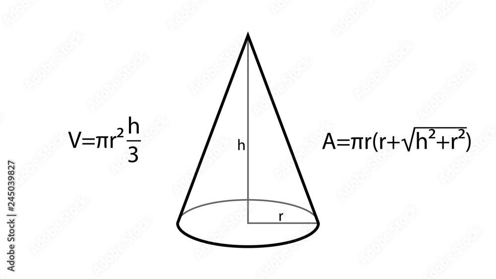 Cone vector. Geometry formulas vector illustration Stock Vector | Adobe ...