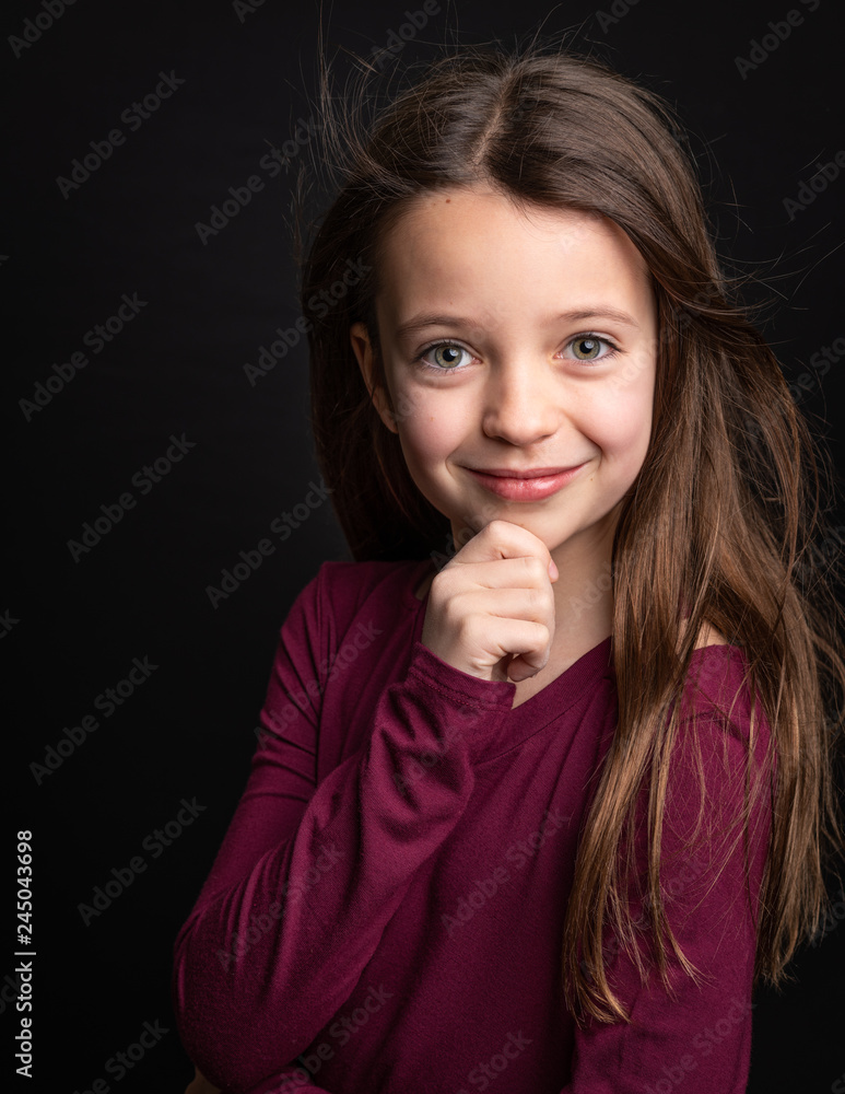 9 years old girl portrait Stock Photo | Adobe Stock