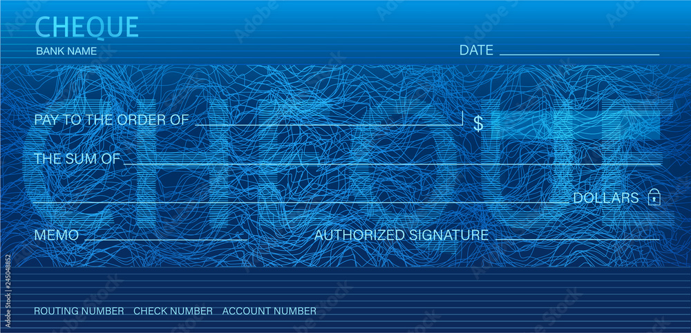 Check, Cheque (Chequebook template). Guilloche pattern with abstract ...