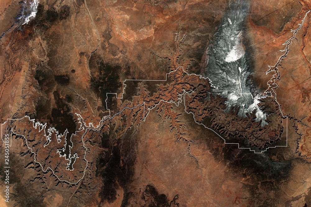 High resolution satellite image of Grand Canyon national park with ...