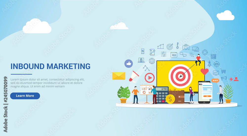 website design landing page ui ux for inbound marketing concept ...