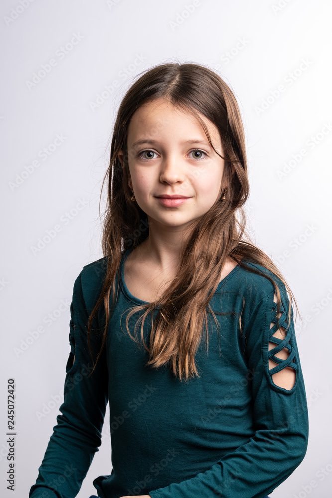 9 years old girl portrait Stock Photo | Adobe Stock
