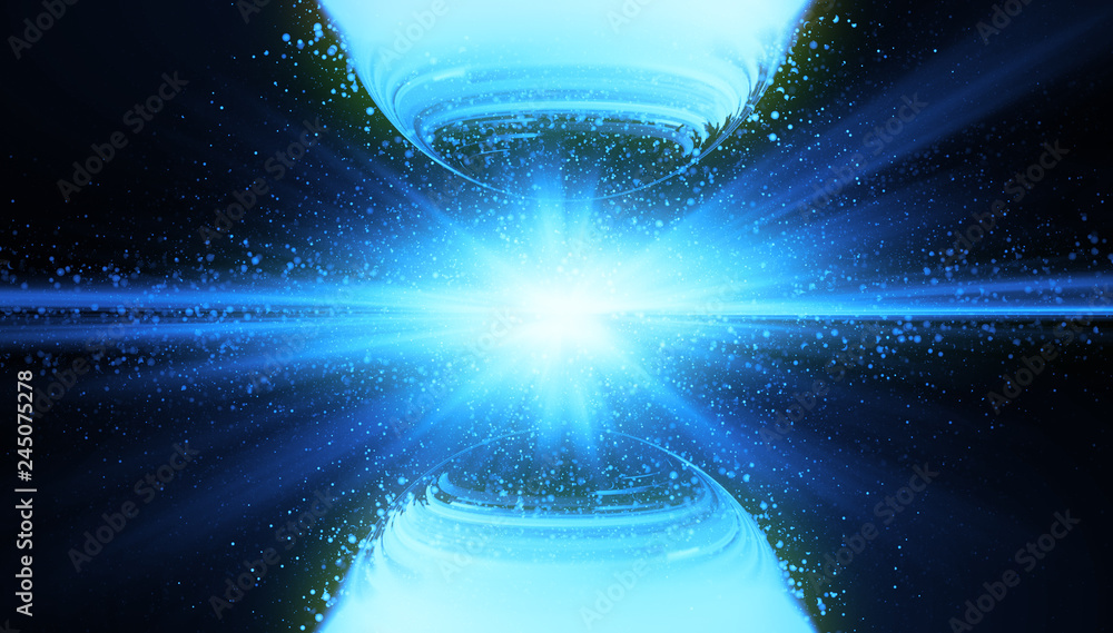 3D Atom icon Nuclear model on dark background. Glowing bots structure ...