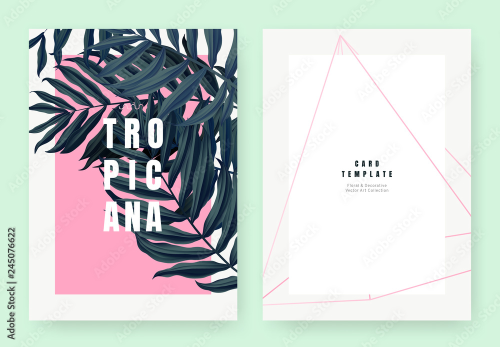 Tropical plant invitation card template design, dark green Dypsis ...