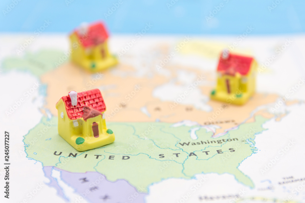 House on a American map. business house concept Stock Photo | Adobe Stock