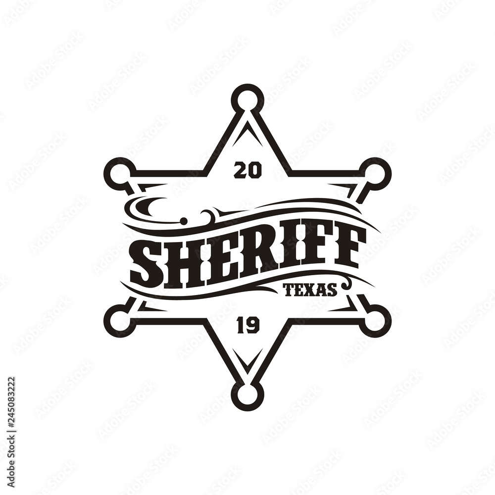 Vintage Retro Sheriff Star Ranger Badge Emblem Typography Country ...