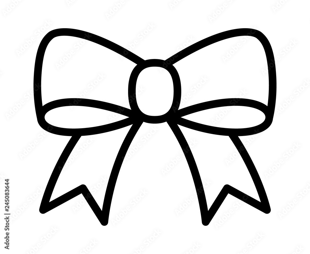 Bow ribbon or riband gift decoration line art vector icon for apps and ...