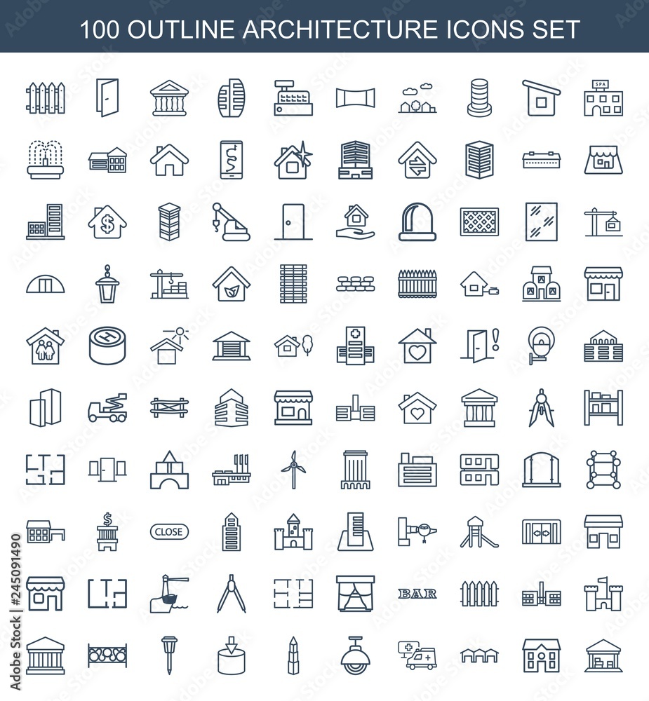 100 architecture icons Stock Vector | Adobe Stock