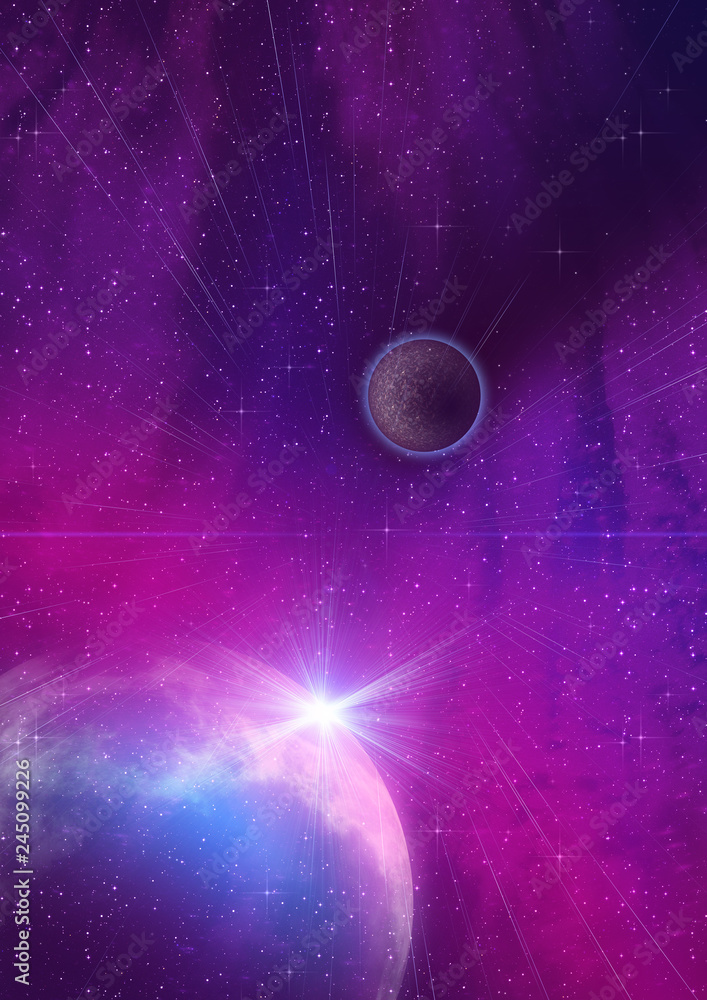 Purple planet in the space Stock Illustration | Adobe Stock