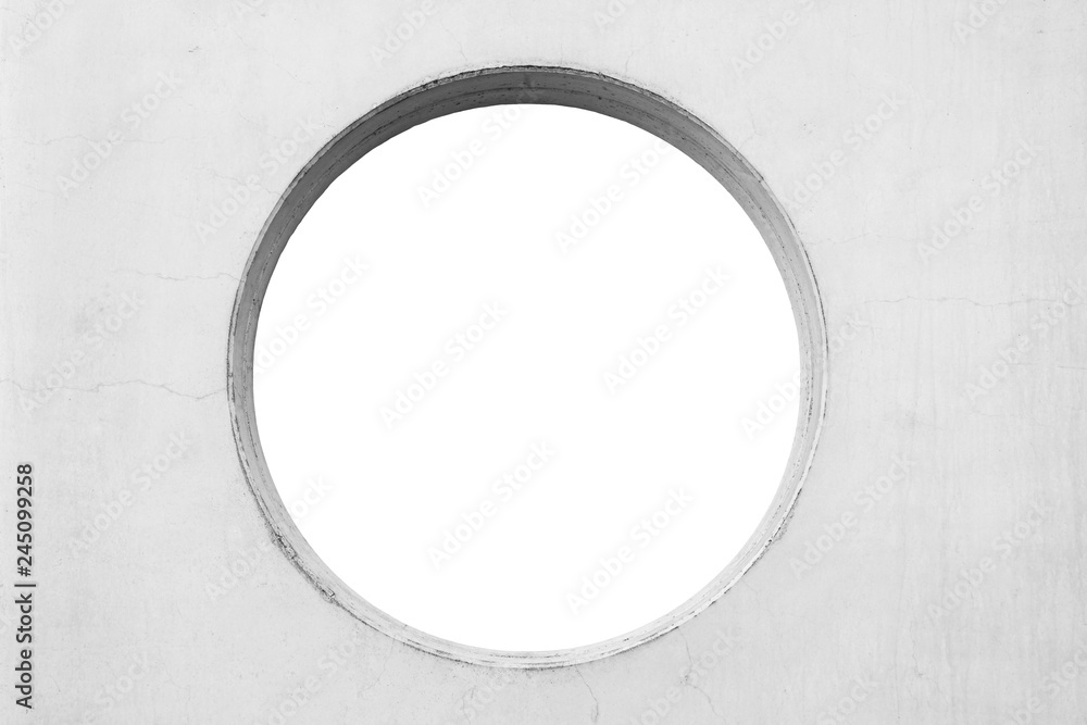 concrete wall with circular hole isolated on white Stock Photo | Adobe ...
