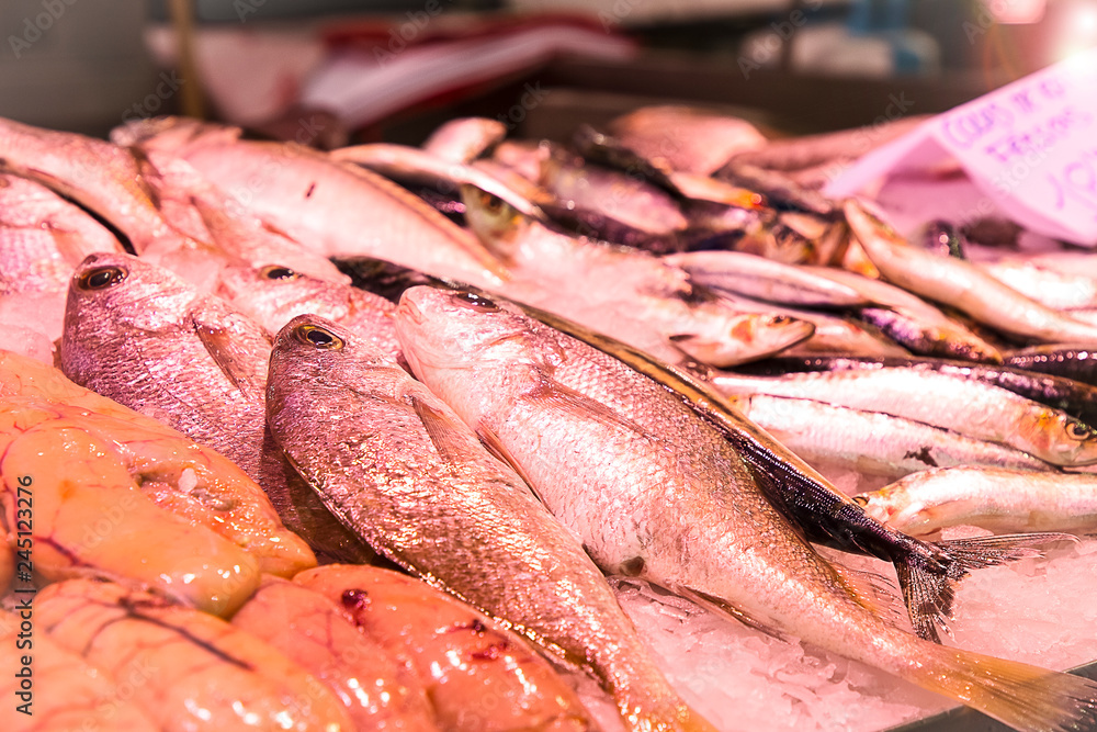Pescados,mariscos y crustaceos en el mercado Stock Photo | Adobe Stock
