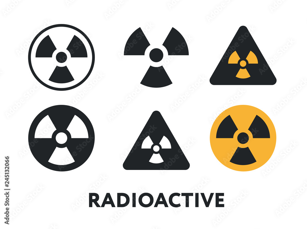 Radioactive Warning Sign. Nuclear Radiation Danger. Vector Flat Line ...