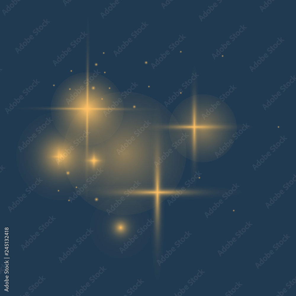 Vector glowing lights effect, flare, explosian and stars. Special ...