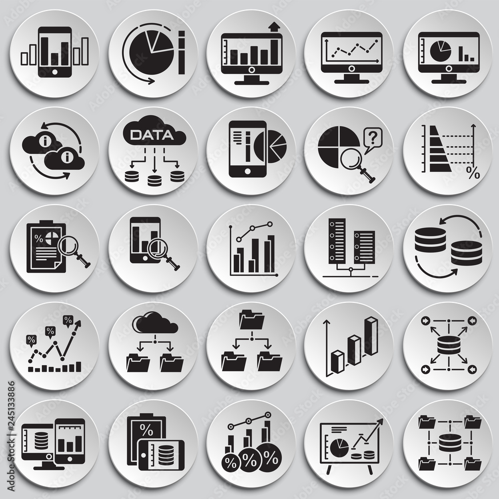 Data analysys icons set on paltes background for graphic and web design ...