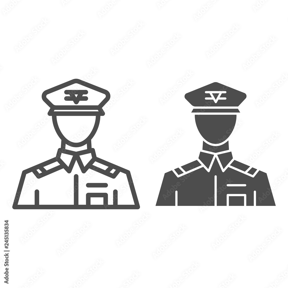 General line and glyph icon. Commander vector illustration isolated on ...
