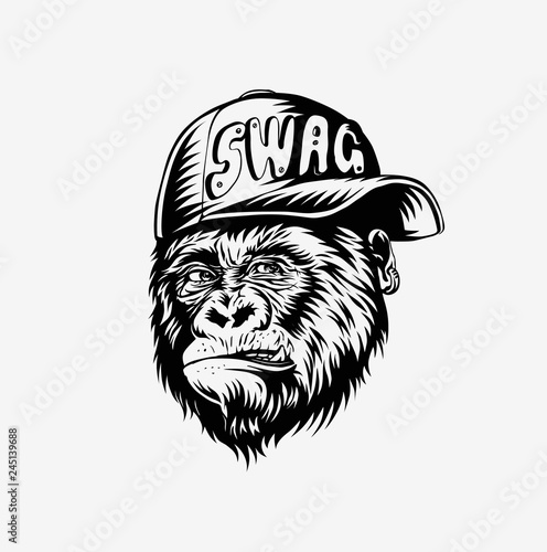 SWAG monkey with cap - Monkey modern street style attributes for stiker ...