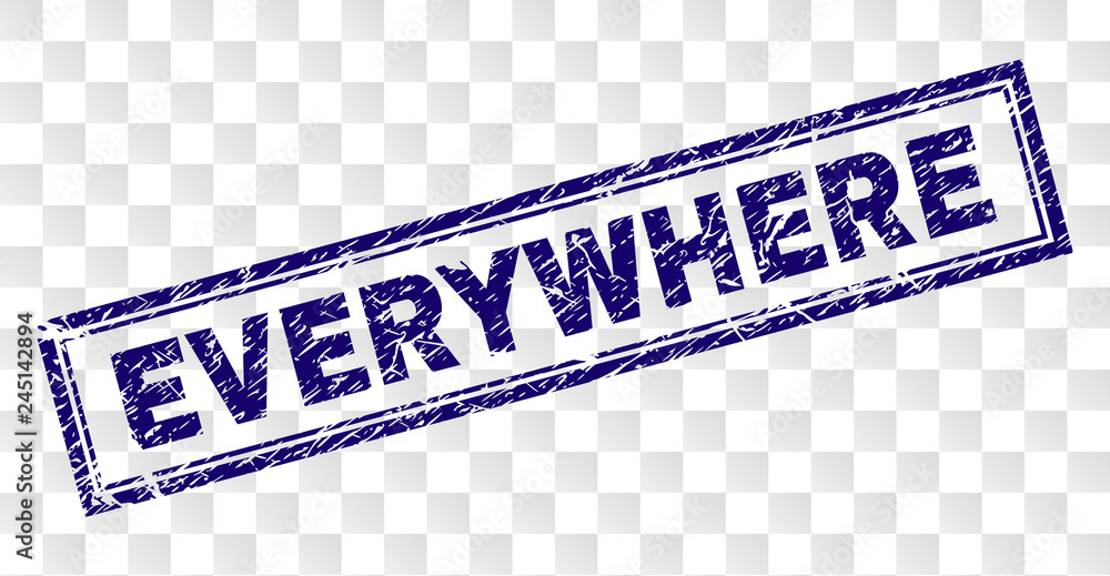 EVERYWHERE stamp seal imprint with rubber print style and double framed ...
