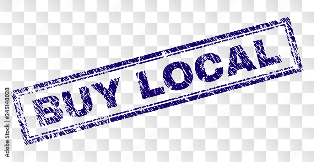 BUY LOCAL stamp seal print with rubber print style and double framed ...