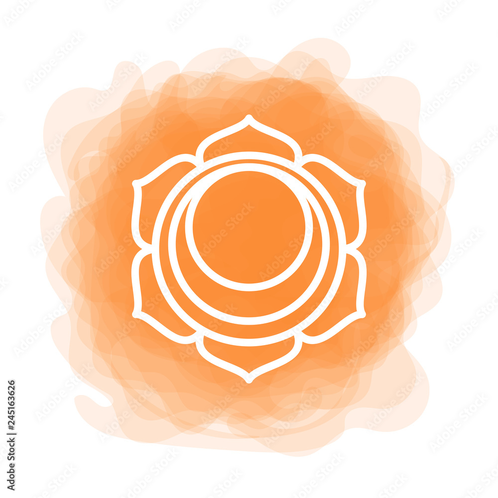 Swadhisthana icon. the second sacral chakra. Vector orange smoky circle ...