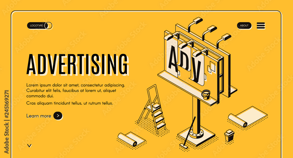 Vektorová grafika „Advertising agency isometric vector web banner ...