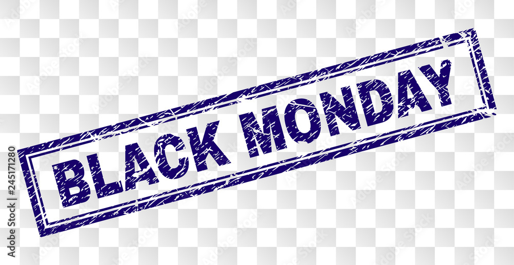 BLACK MONDAY stamp seal watermark with rubber print style and double ...