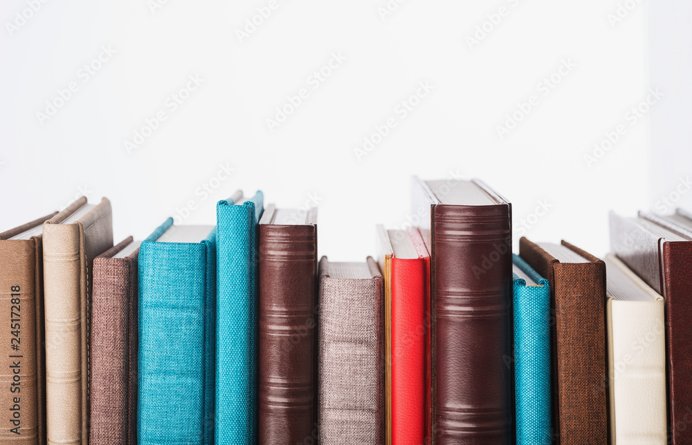 multi-colored albums of different sizes and textures Stock Photo ...