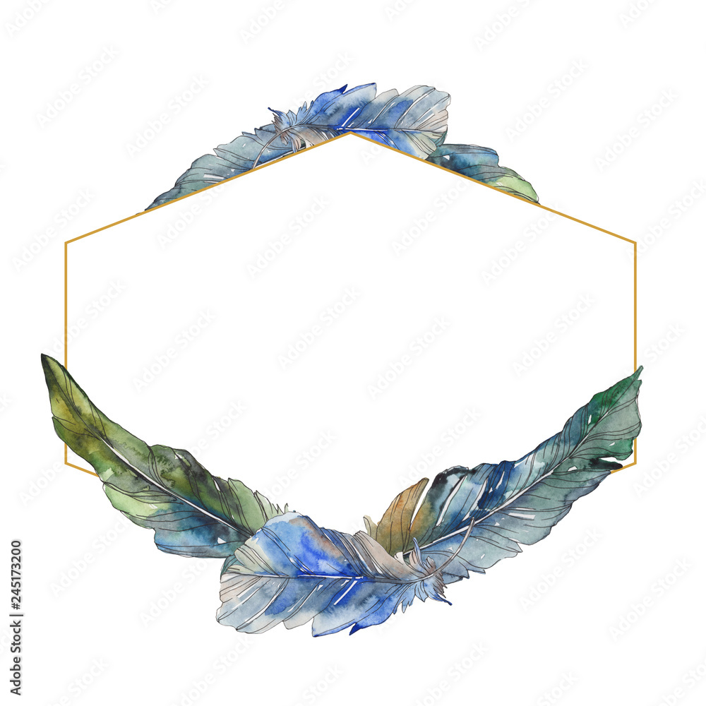 Bird feather from wing isolated. Watercolor background illustration set ...