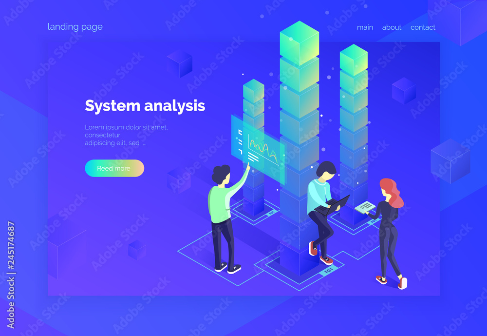 System analysis. A group of people interact with the data system and ...