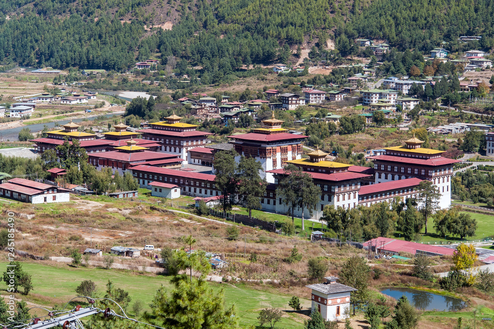 View of royal palace (Dechencholing Palace) - Thimphu, Bhutan Stock ...