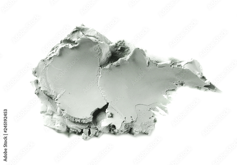 Face clay smear of cosmetic cream isolated on white background and ...